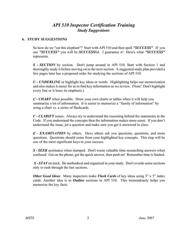 Api 510 study plan | PDF | Standardized Testing | Educational Assessment