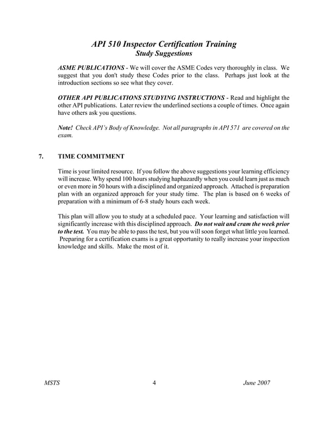 Api 510 study plan | PDF | Standardized Testing | Educational Assessment