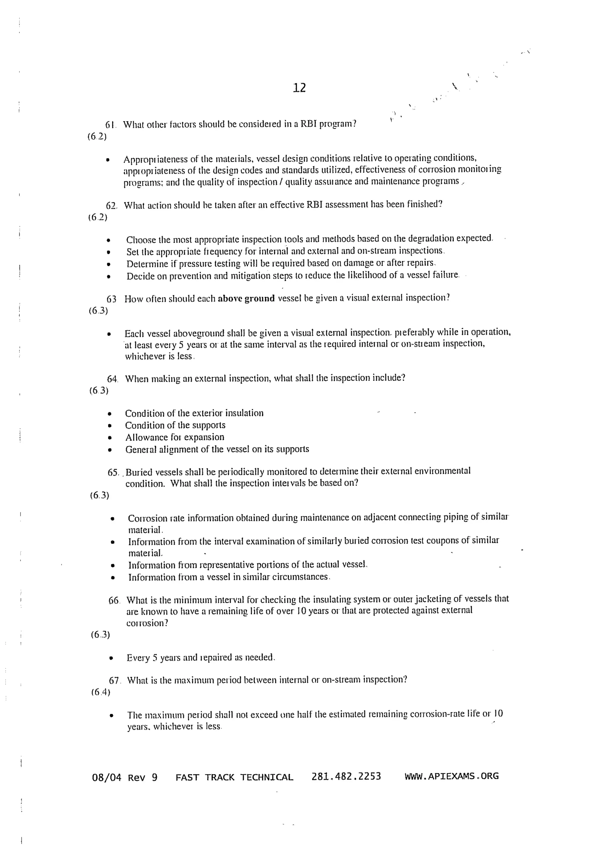 Api 510 study questions fast track | PDF