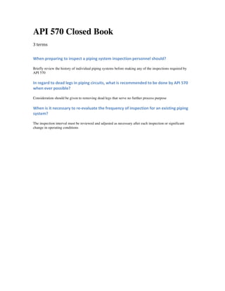 Api 570 closed book - 3 terms | PDF