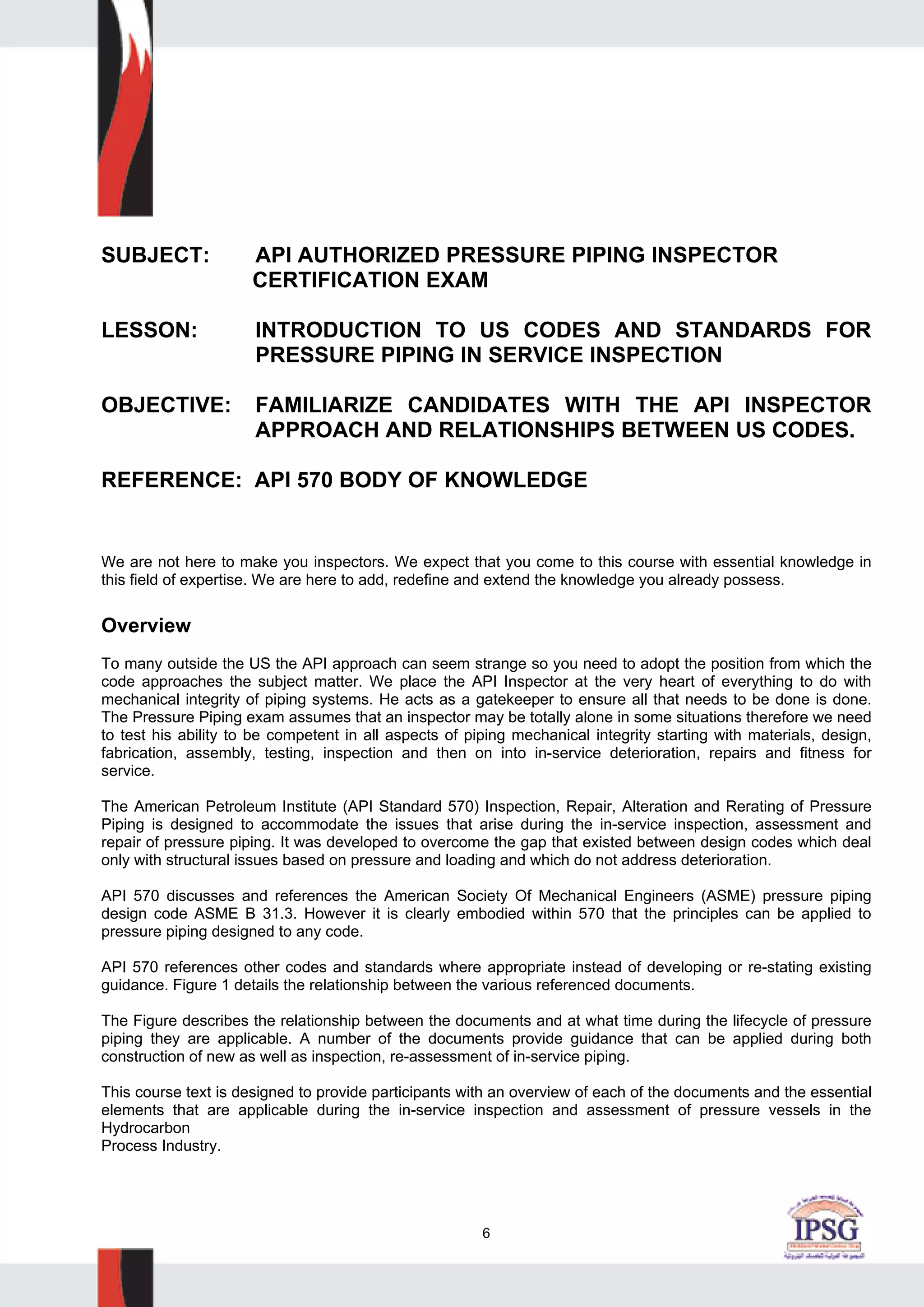 Api 570 course material | PDF