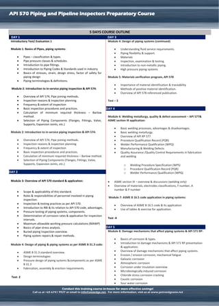 API 570 Piping and Pipeline Inspectors Preparatory Course | PDF