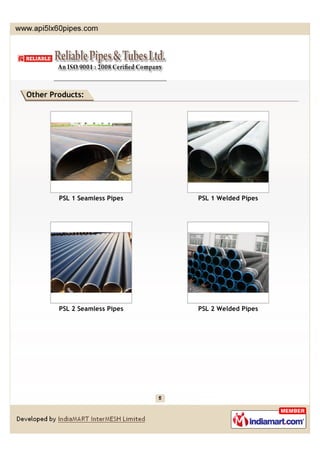 Reliable Pipes & Tubes Limited, Mumbai, API Pipes & Tubes | PDF | Commodities | Economy