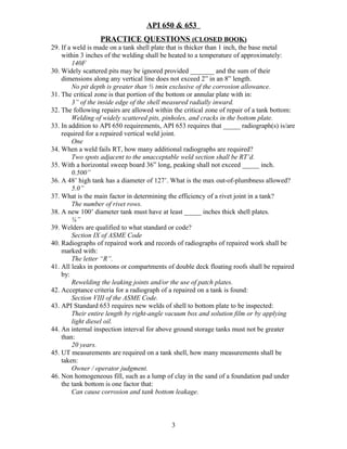 Api 650 & 653 questions closed book with answers | PDF | Free Download