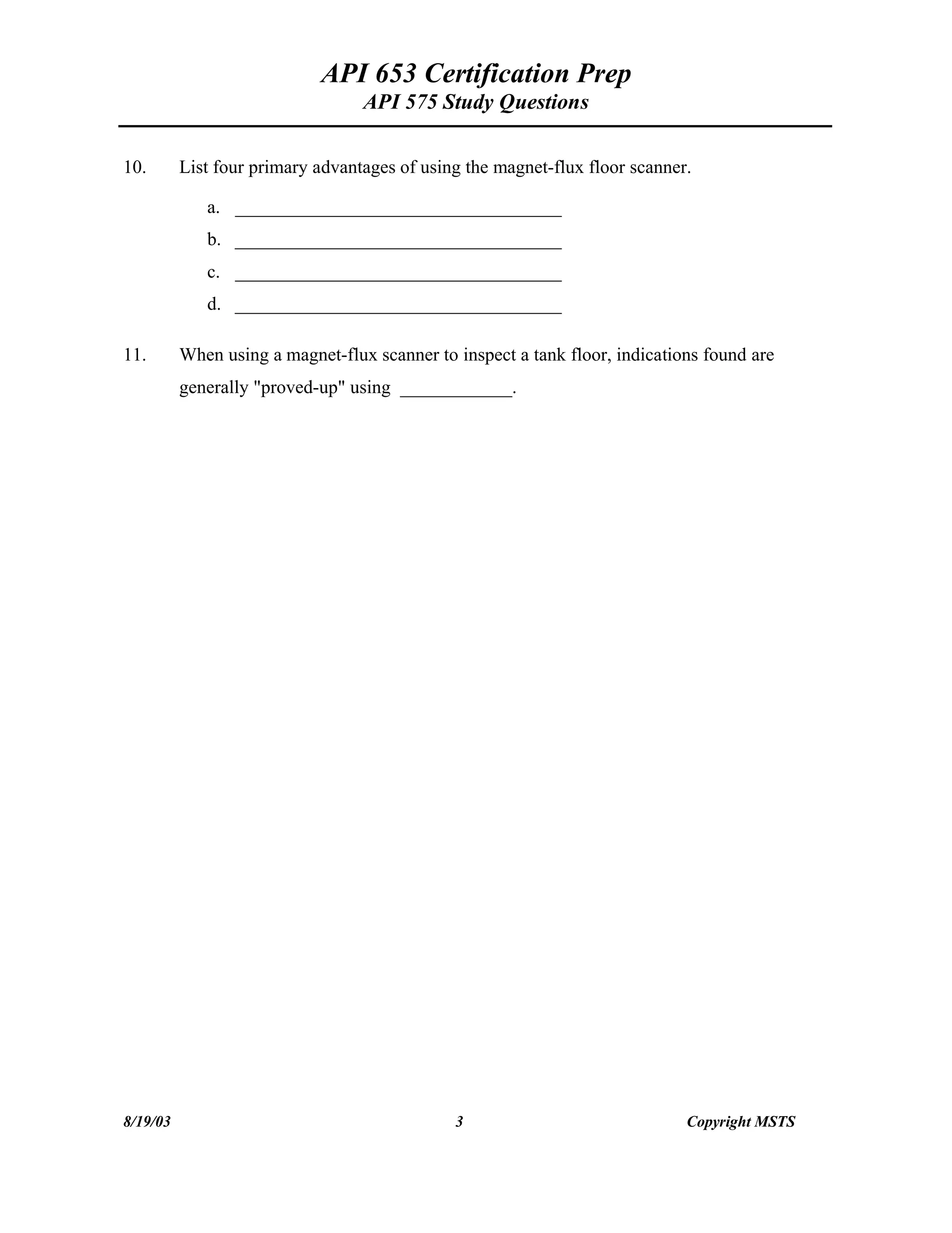 Api 653 study guide | PDF