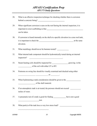 Api 653 study guide | PDF