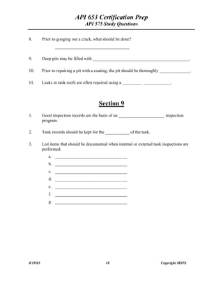 Api 653 study guide | PDF