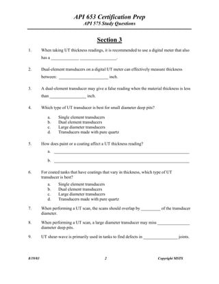 Api 653 study guide | PDF