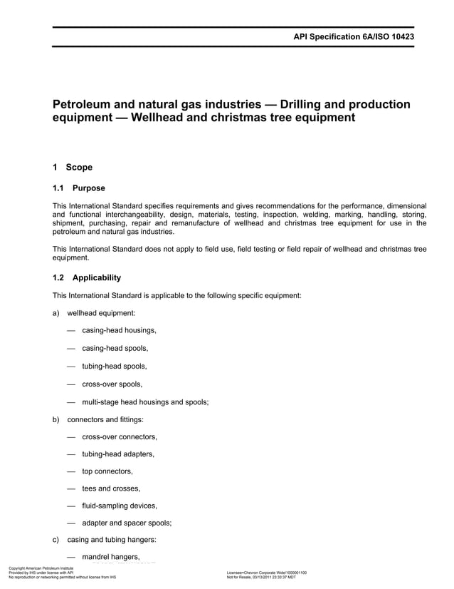Standard API 6A-2011 for Oil & Gas Wellhead & Christmas Tree Equipment ...