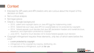 API Copyrights: New Considerations for Building or Using APIs | PPT