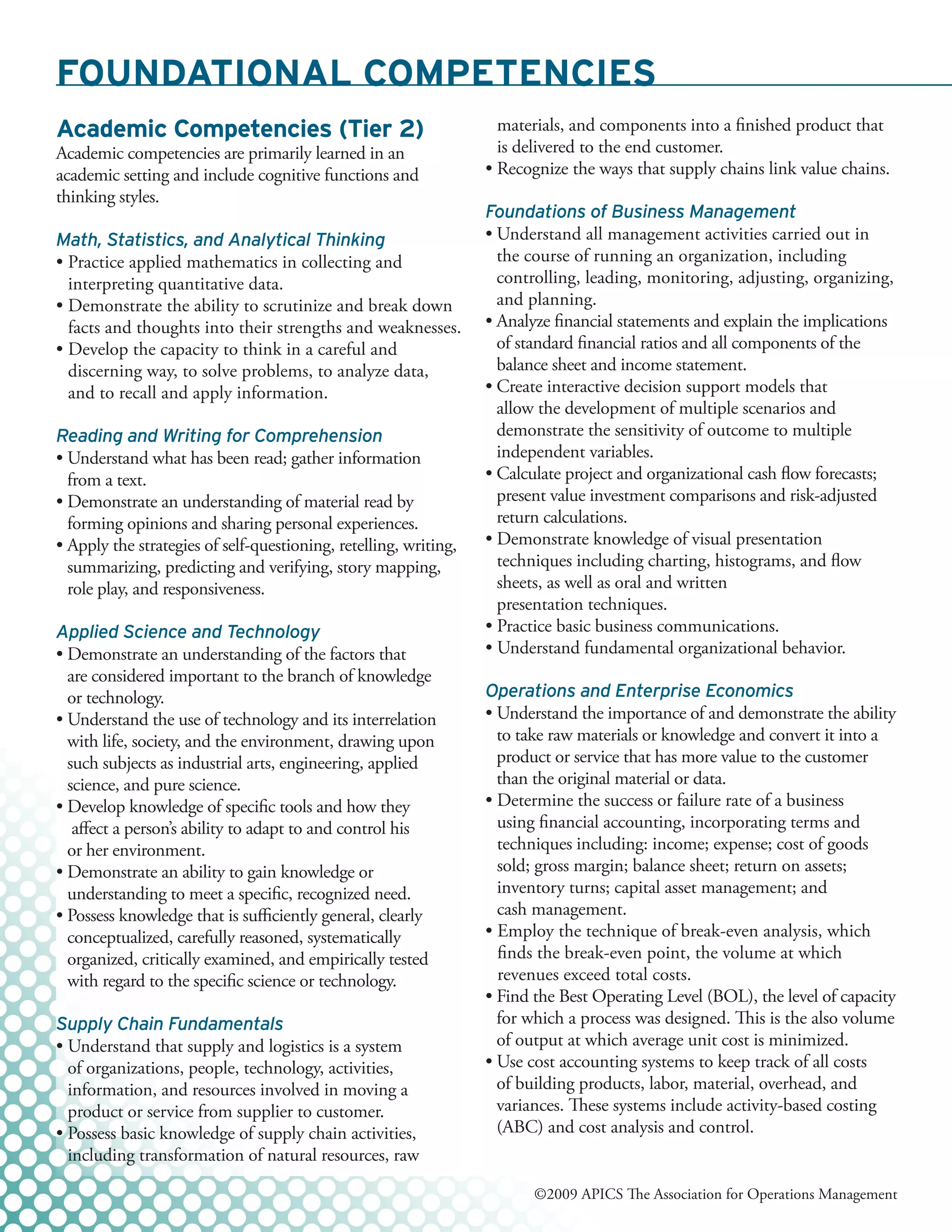 Apics Competency Model | PDF