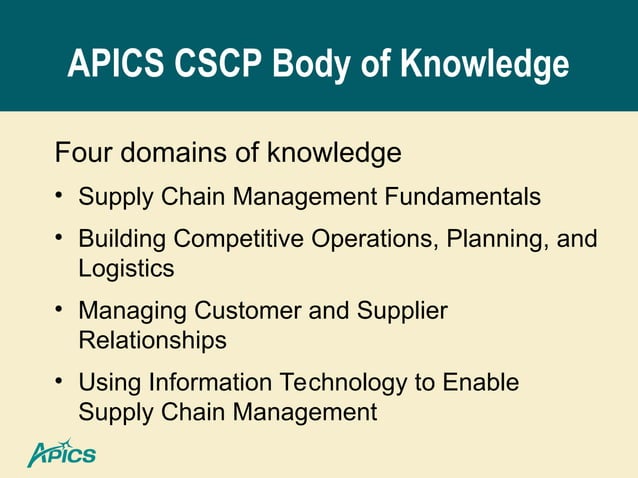 APICS CSCP Introduction for Supply Chain | PPT | Logistics | Business