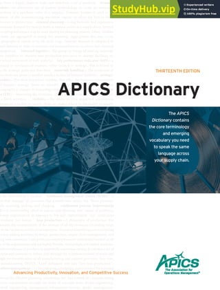 APICS Dictionary 13Th Ed | PDF