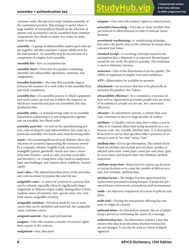 APICS Dictionary 13Th Ed | PDF