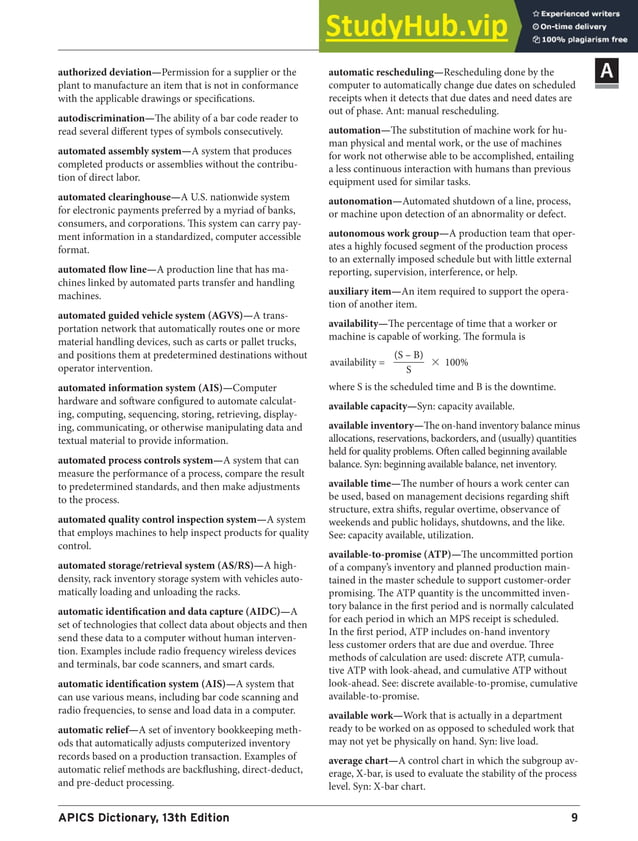 APICS Dictionary 13Th Ed | PDF