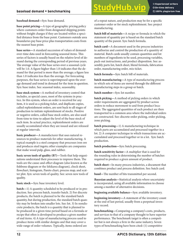 APICS Dictionary 13Th Ed | PDF