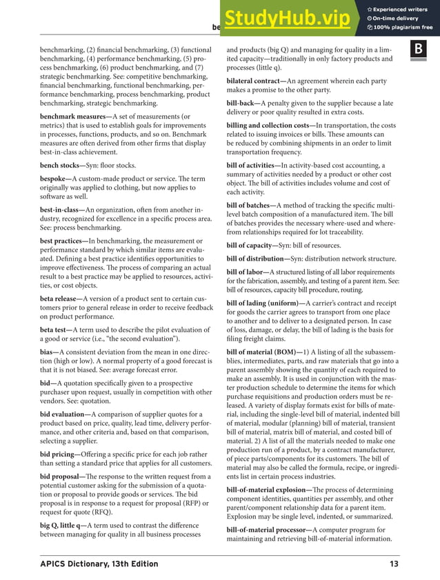 APICS Dictionary 13Th Ed | PDF