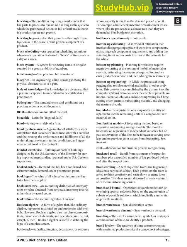 APICS Dictionary 13Th Ed | PDF