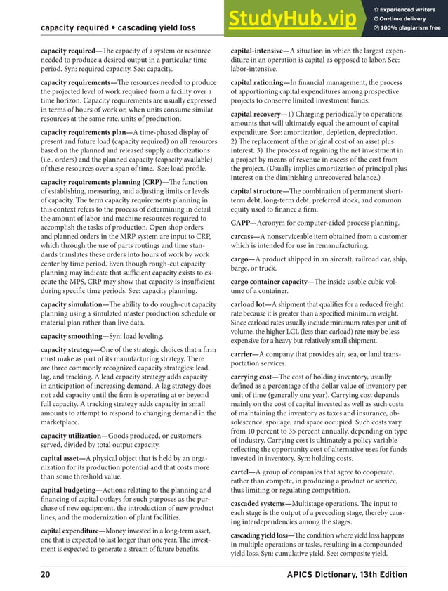 APICS Dictionary 13Th Ed | PDF