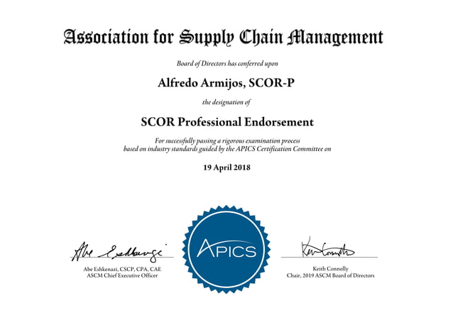 APICS SCOR-P Certificate | PDF
