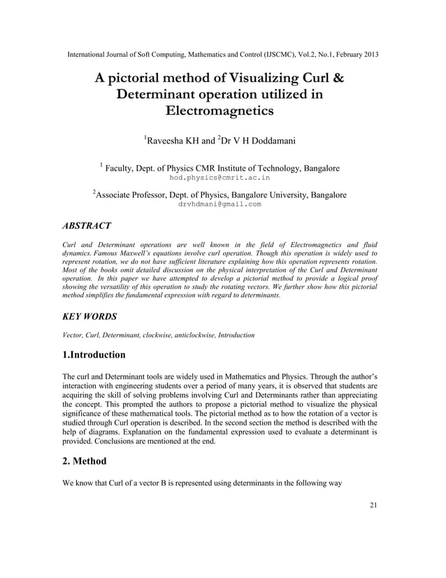 A pictorial method of visualizing curl & determinant operation utilized ...