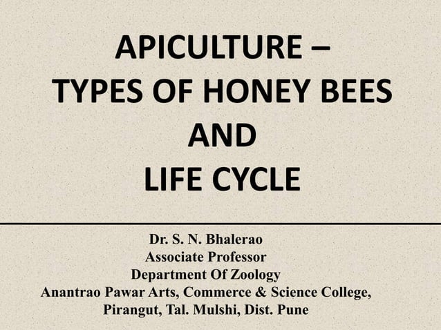 Apiculture types of honey bees and life cycle | PPTX