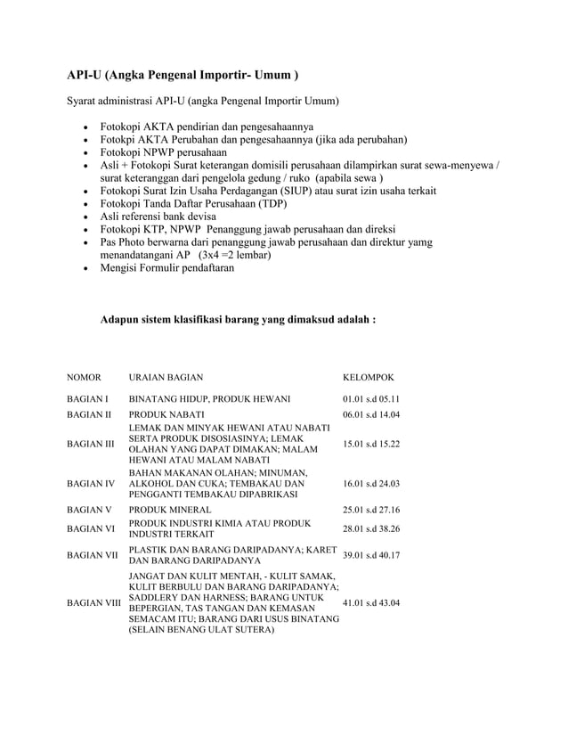 URUS API UMUM DENGAN KLASIFIKASI HS, URUS NIK, NPIK - MEDAN | PDF