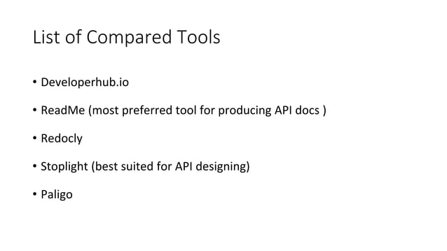 API Documentation Tool Comparison | PPT