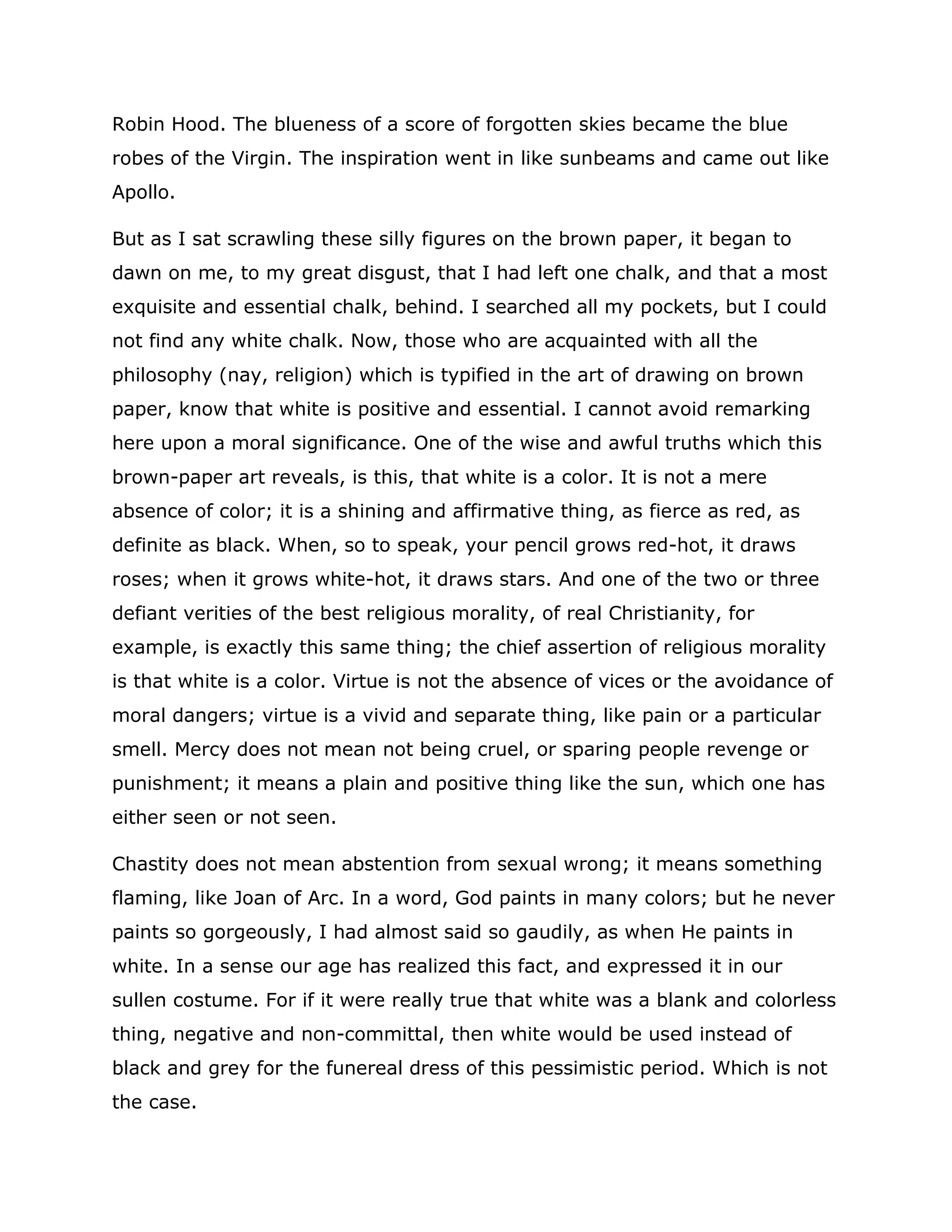 A piece of chalk by gk chesterton | DOCX