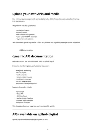 apihub.digital: A Modern API Ecosystem for Developers and Startups | PDF