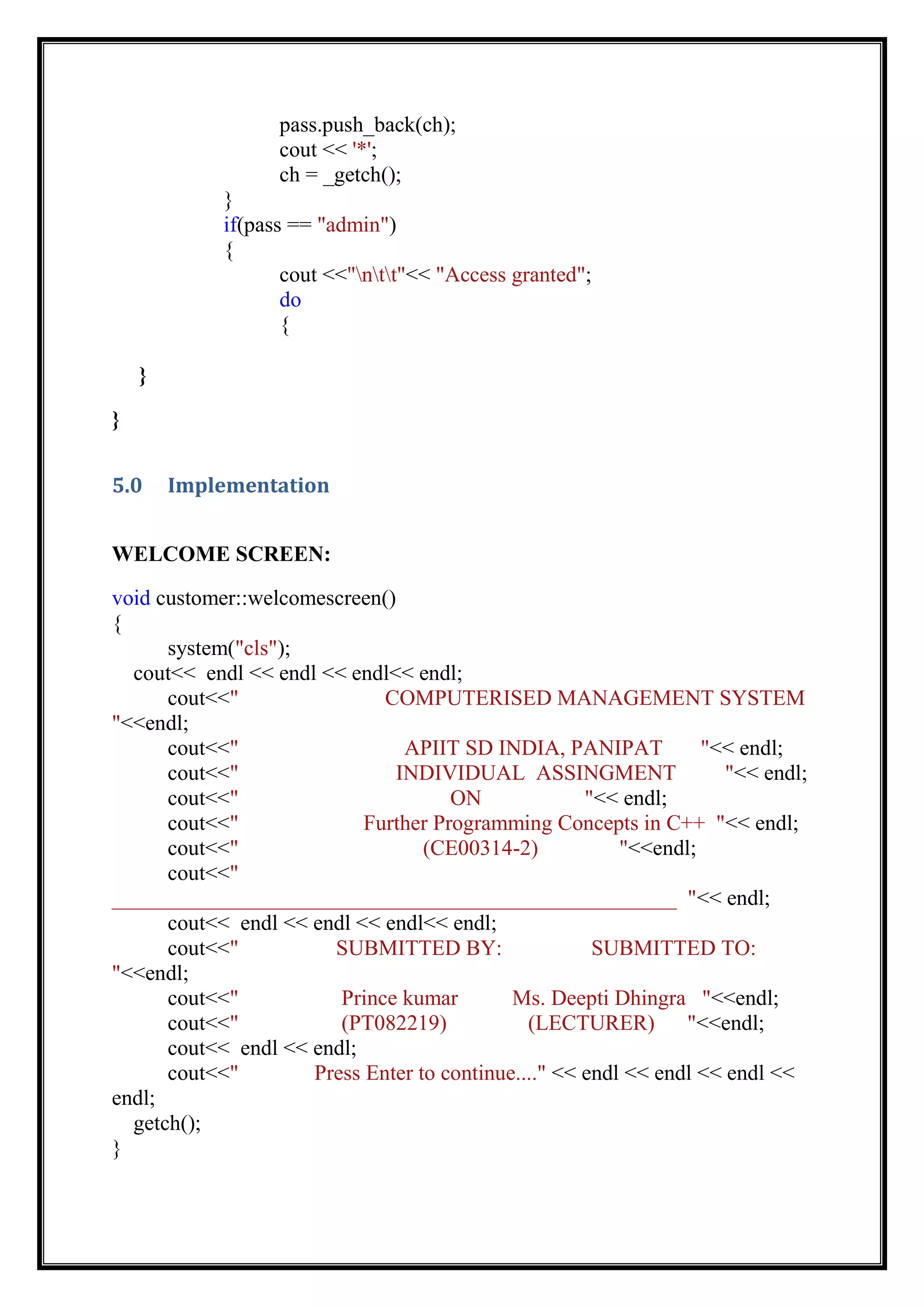 Hotel Management system in C++ | DOCX