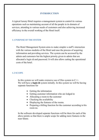 Hotel Management system in C++ | DOCX