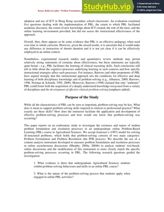 A Pilot Study Of Problem Formulation And Resolution In An Online Problem-Based Learning Course | PDF