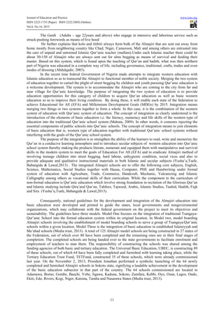 A pilot study of the challenges of infusing almajiri educational | PDF