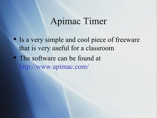 Apimac Timer in the Classroom | PPT | Technology & Computing