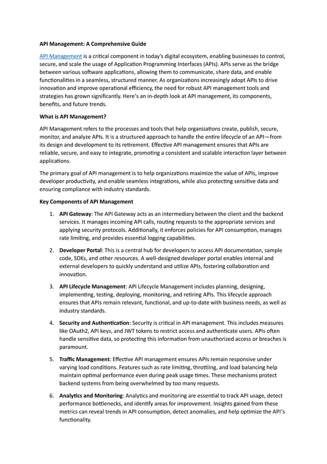API Management Explained: Key Benefits for Modern Enterprises | PDF