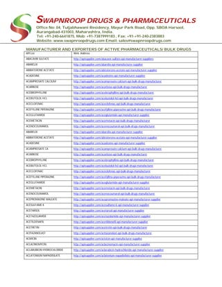 Api manufacturer BULK DRUGS | PDF