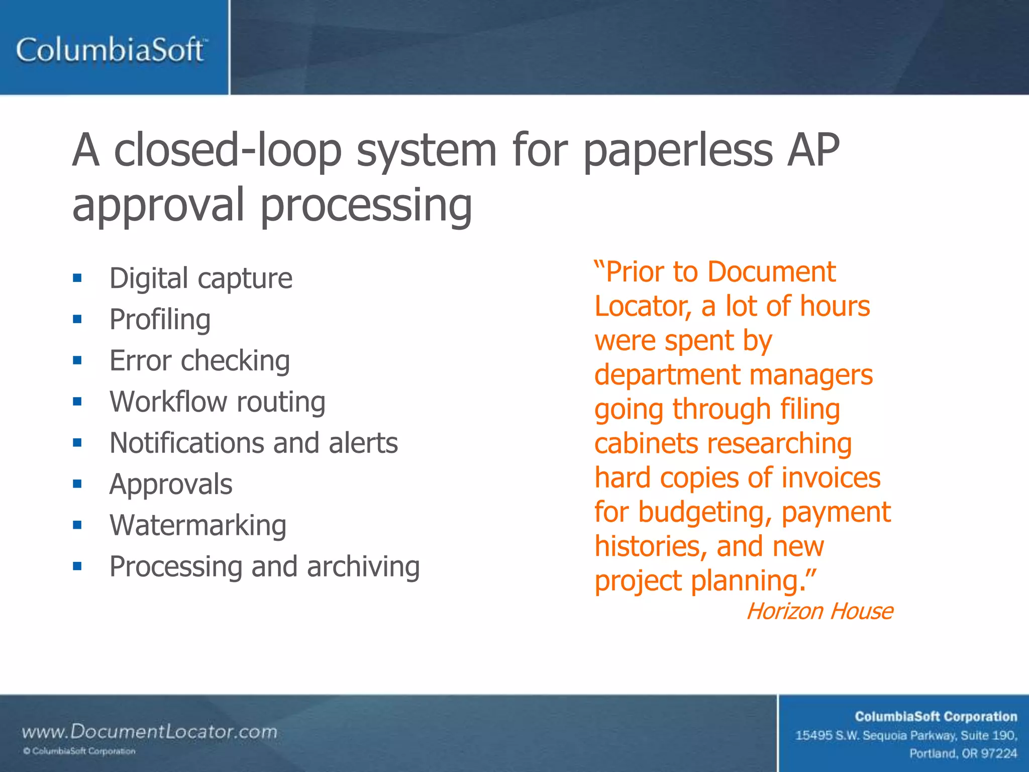 AP Invoice Automation by ColumbiaSoft | PPT