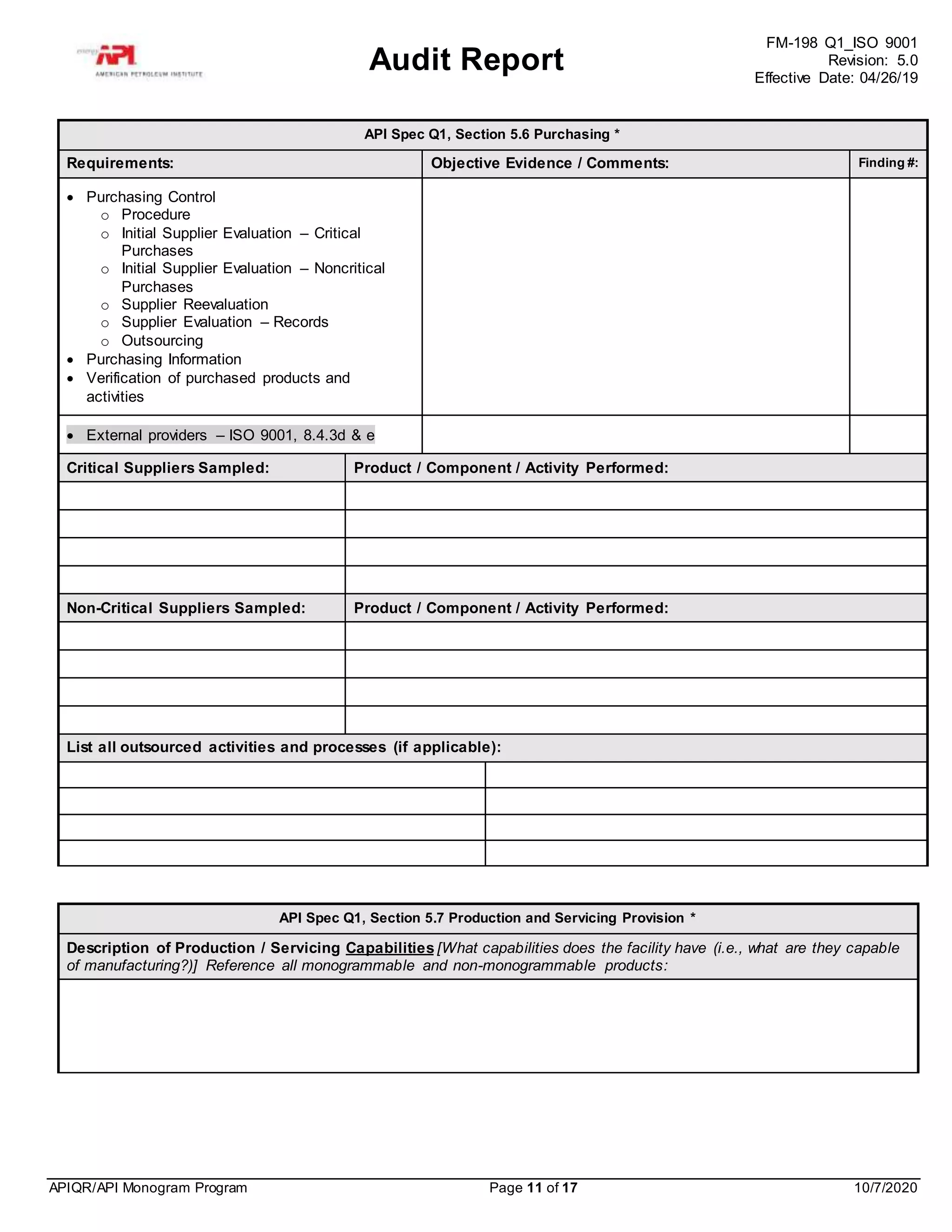 Api q1 6 a monogram-iso audit template- blank | DOCX