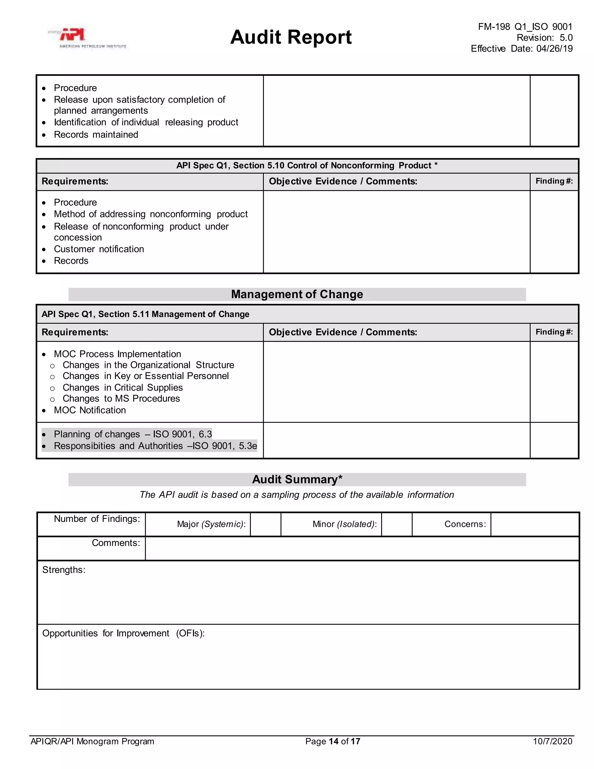 Api q1 6 a monogram-iso audit template- blank | DOCX