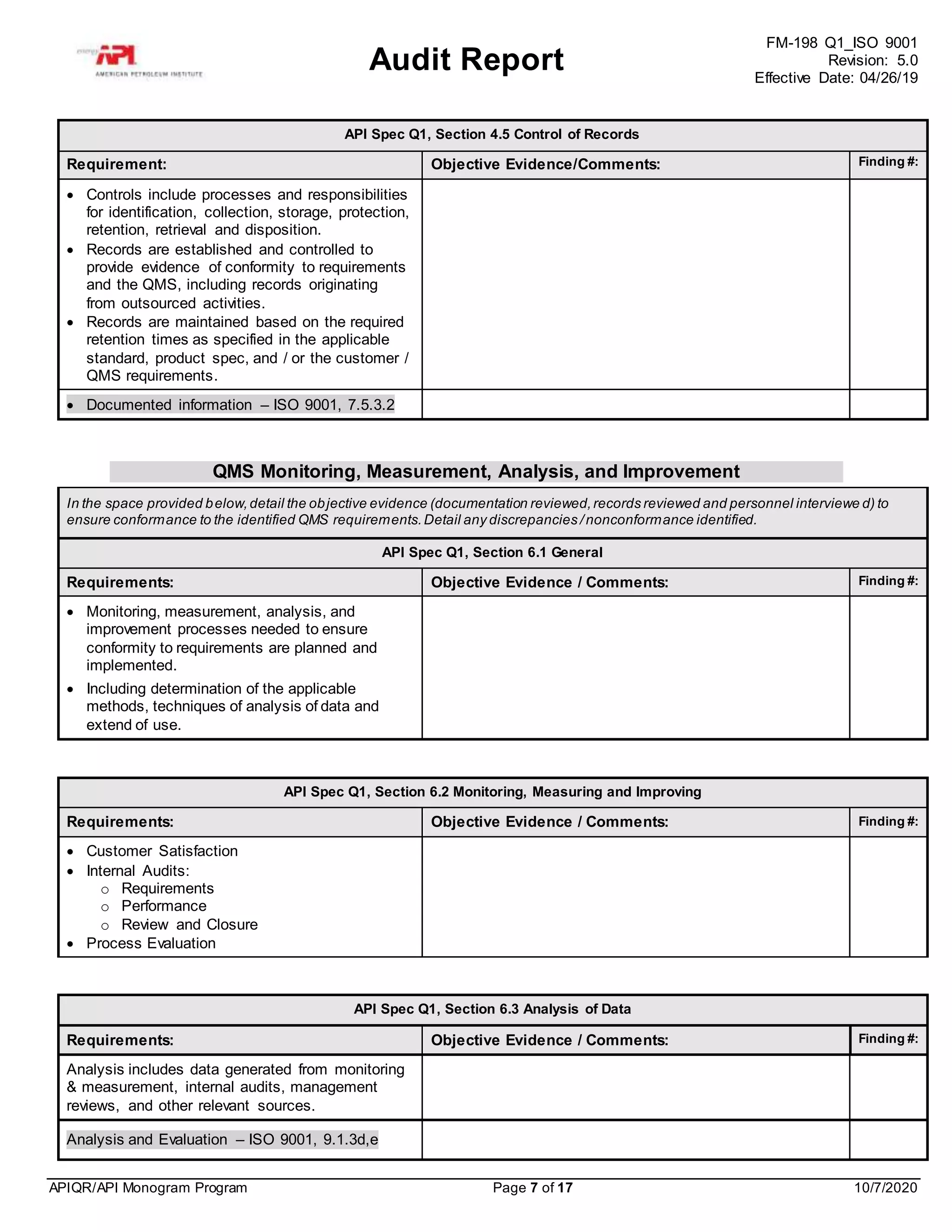 Api q1 6 a monogram-iso audit template- blank | DOCX