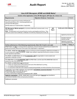 Api q1 6 a monogram-iso audit template- blank | DOCX
