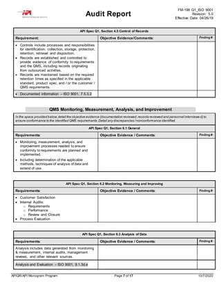 Api q1 6 a monogram-iso audit template- blank | DOCX