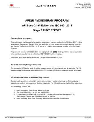 Api q1 6 a monogram-iso audit template- blank | PDF
