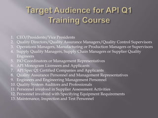 Api q1 9th edition training program | PPTX