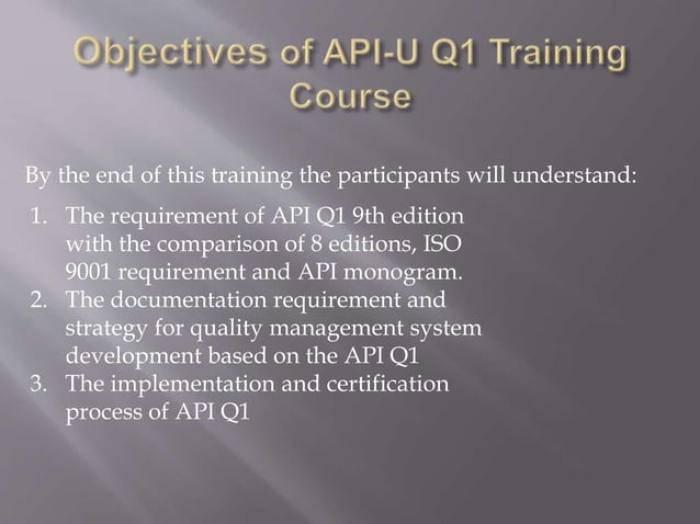 Api q1 9th edition training program | PPTX