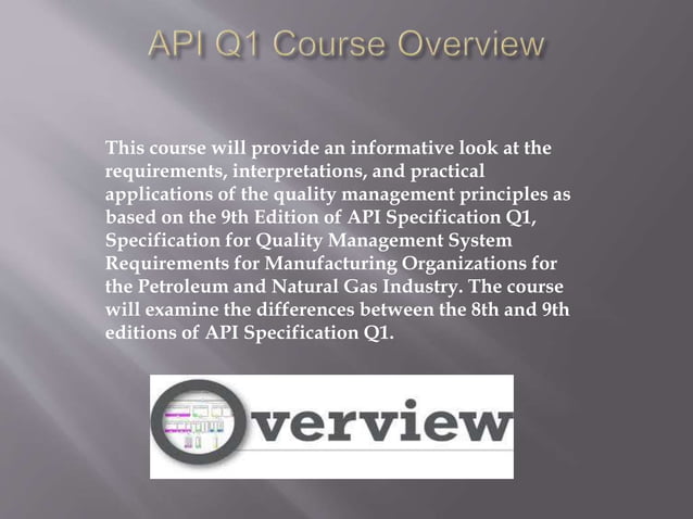 Api q1 9th edition training program | PPTX
