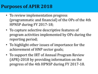 Annual Progress Implementation Report (APIR) 2018 finalization workshop ...