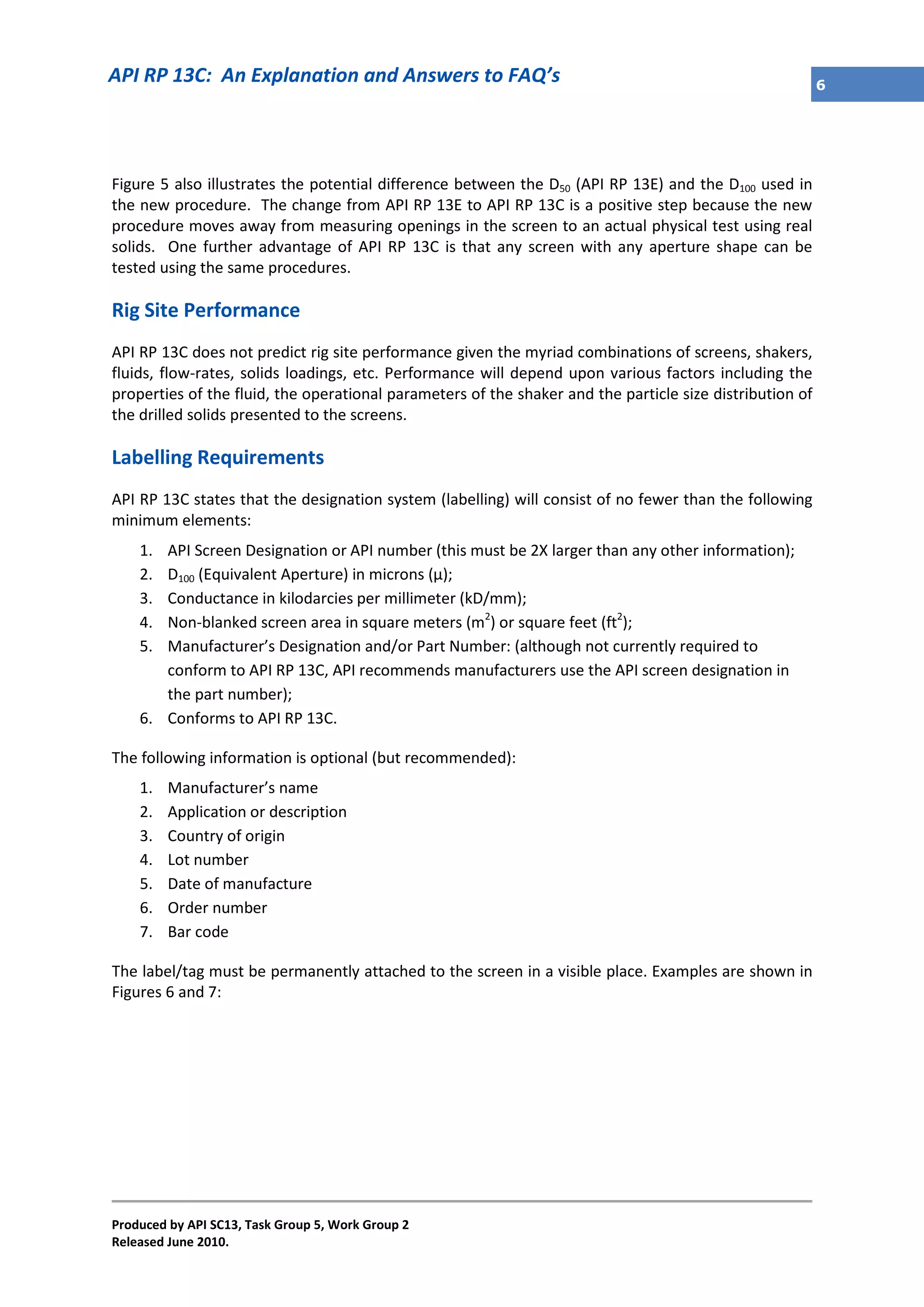 API RP 13C Explanation FAQ Sheet 2010 | PDF