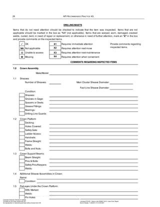 API RP 4G. 2013. operation inspection maintenance | PDF